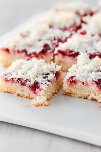 Raspberry Jam Coconut Slice