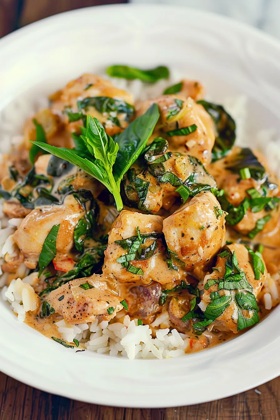 Creamy Coconut Curry Basil Chicken