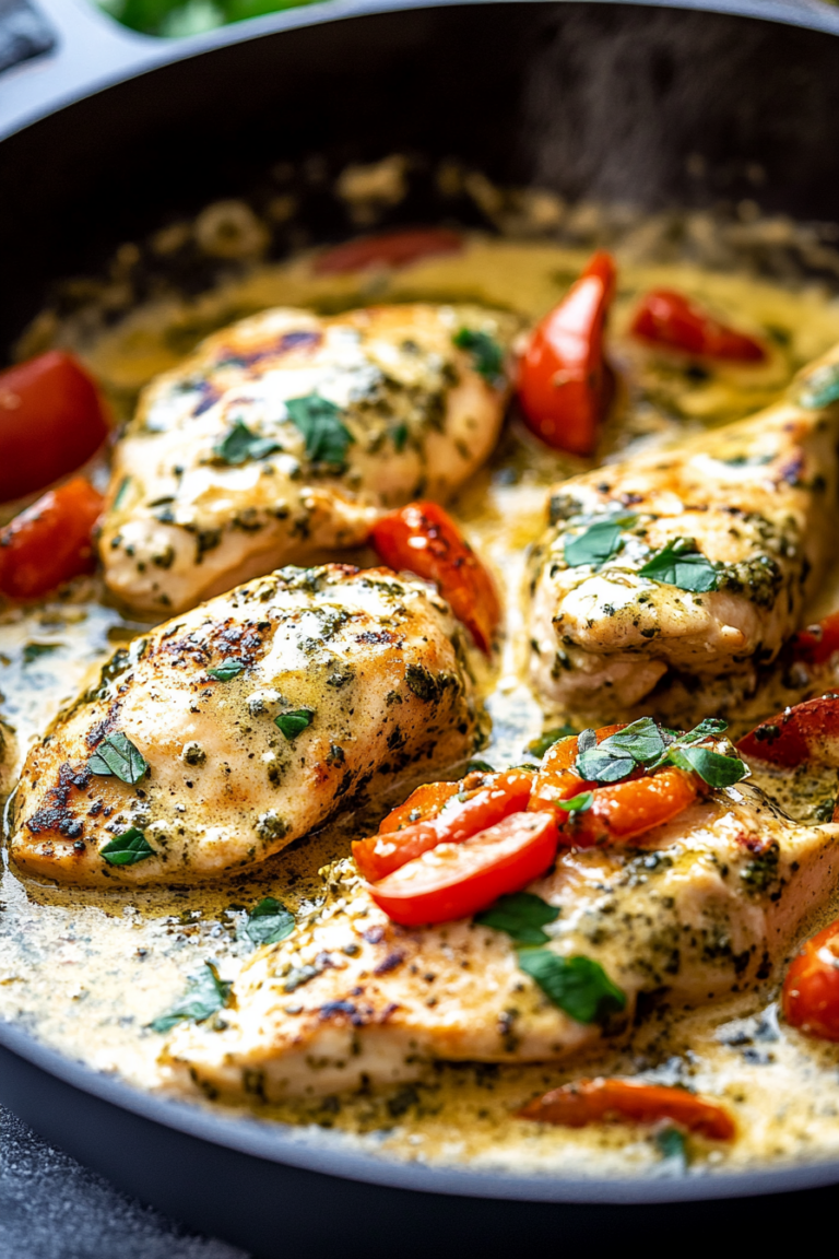 Creamy Garlic Pesto Chicken