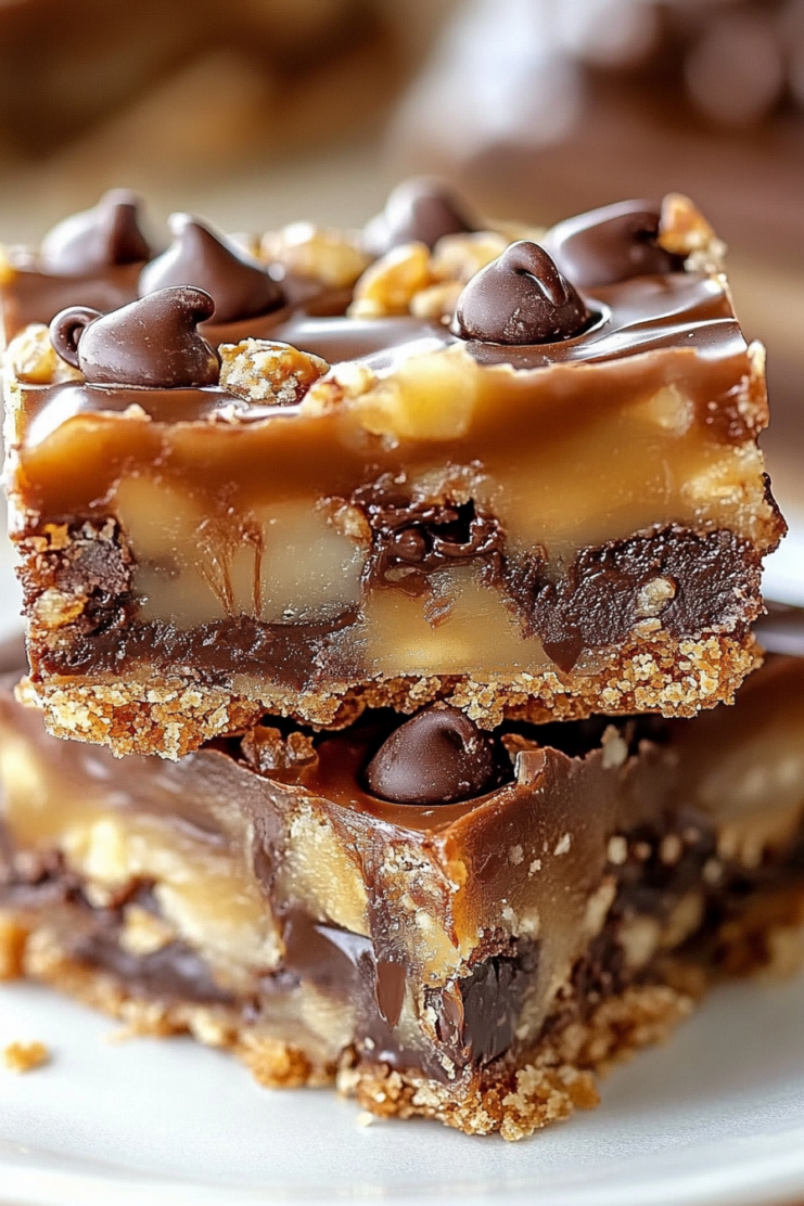 Caramel Chocolate Crunch Bars
