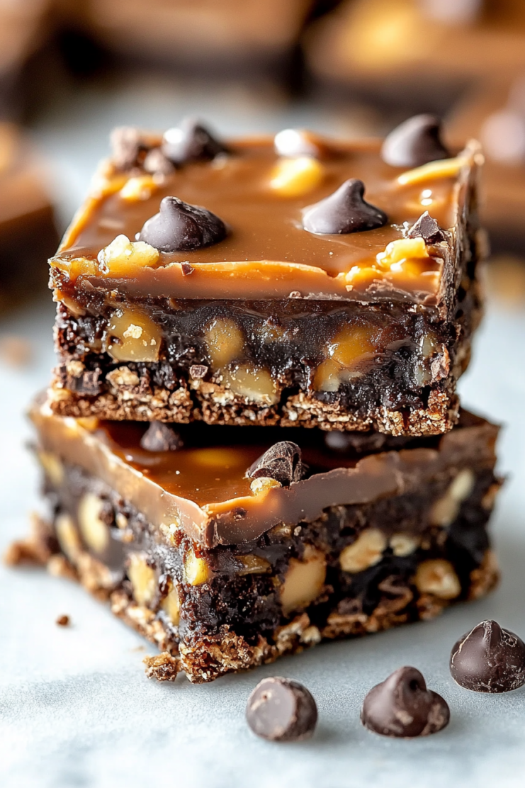 Caramel Chocolate Crunch Bars
