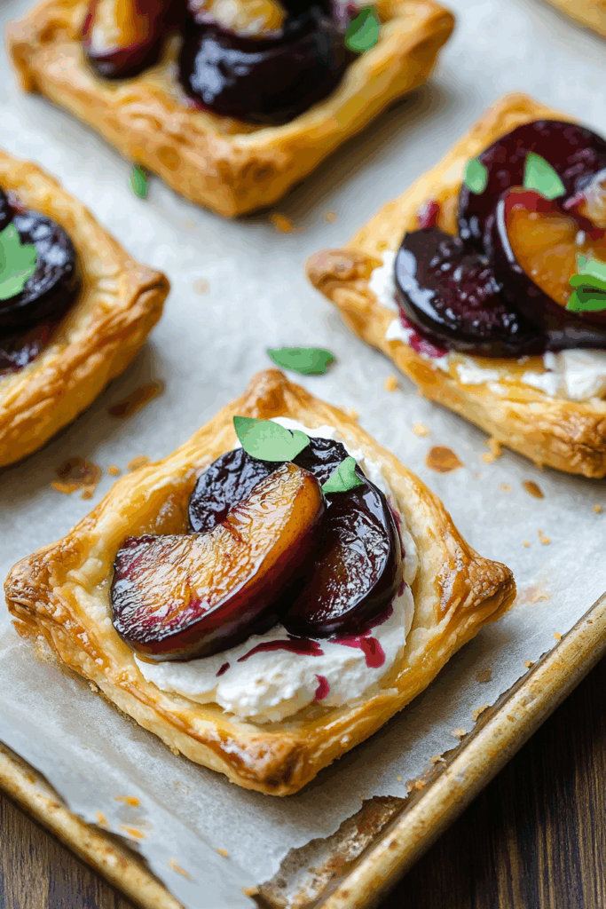 Plum & Cheese Puff Pastry Tarts