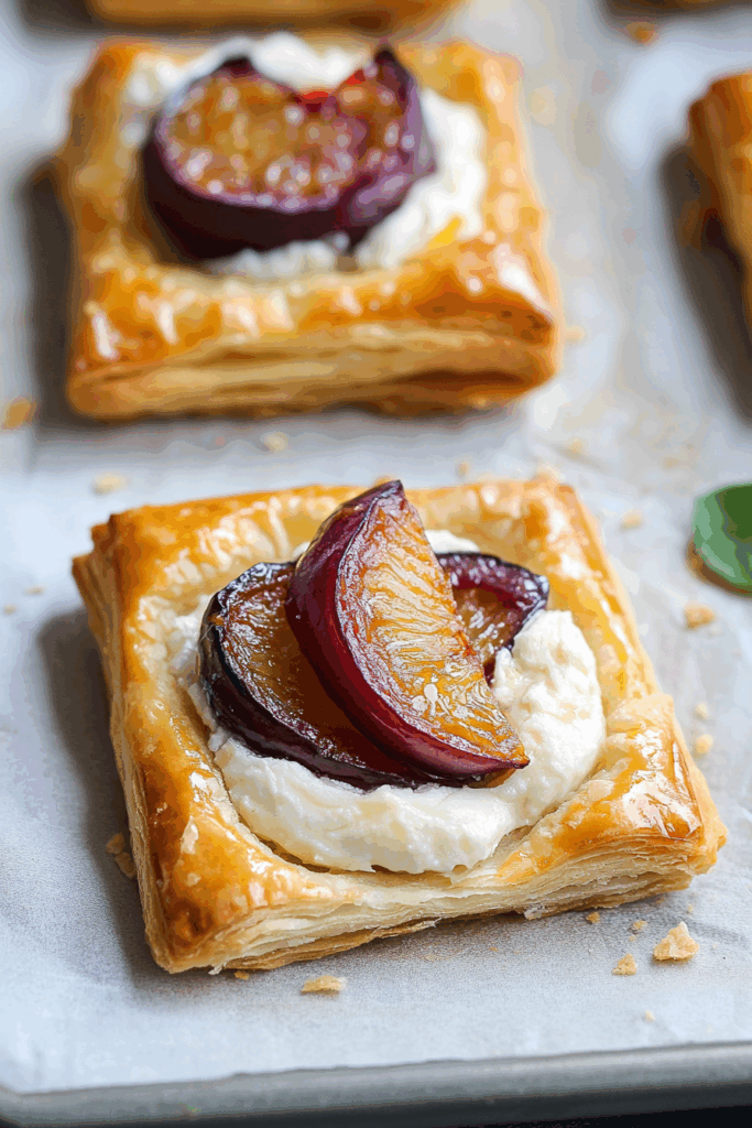 Plum & Cheese Puff Pastry Tarts