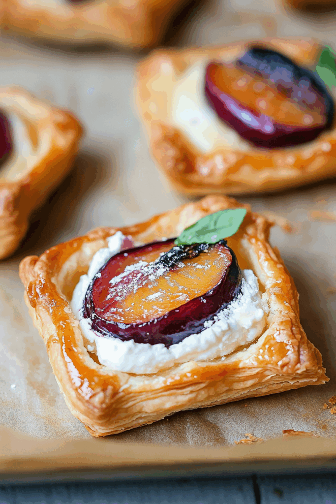 Plum & Cheese Puff Pastry Tarts