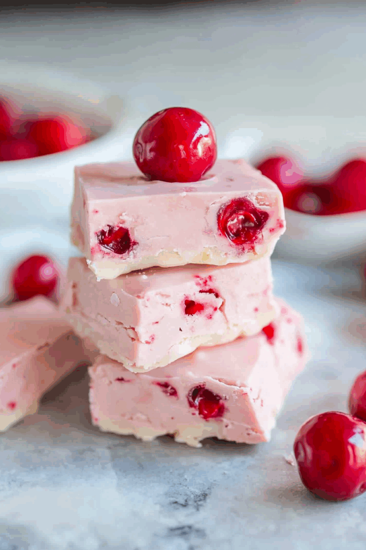 White Chocolate Cherry Fudge