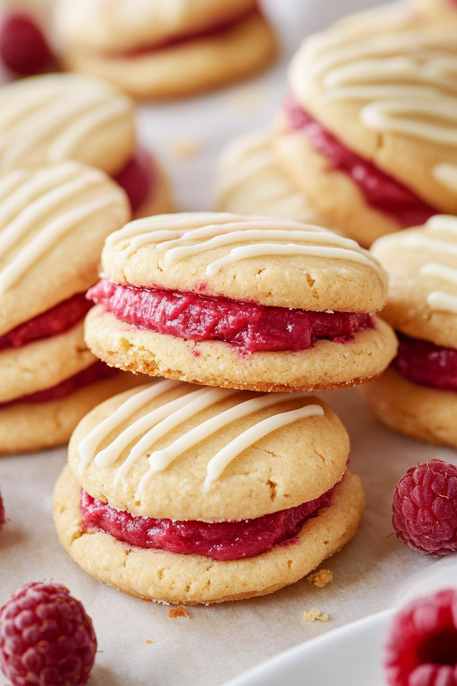 Raspberry Cream Sandwich Cookies