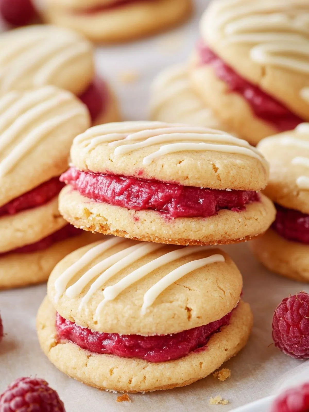 Raspberry Cream Sandwich Cookies