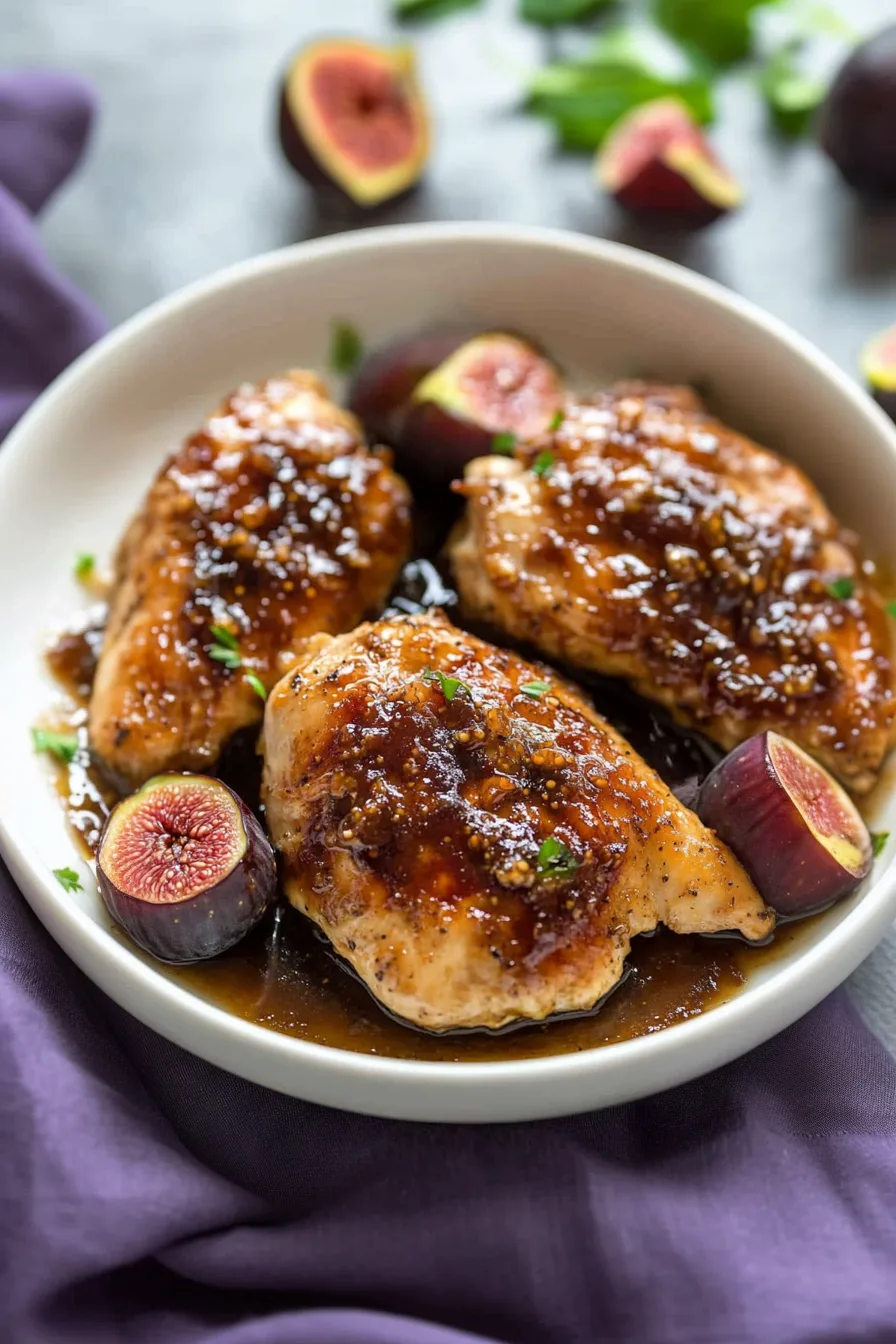 Fresh Figs and Chicken Thighs in Shallot Balsamic Sauce