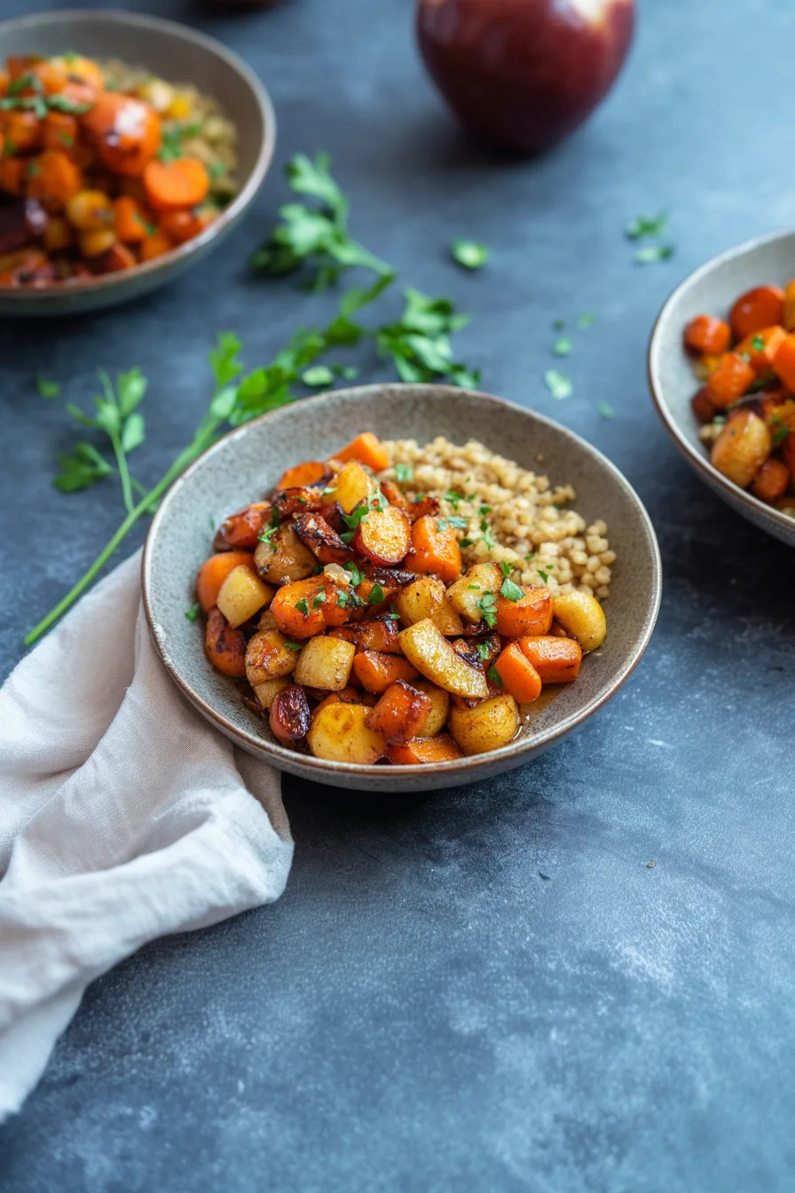 Maple Dijon Roasted Carrots and Apples